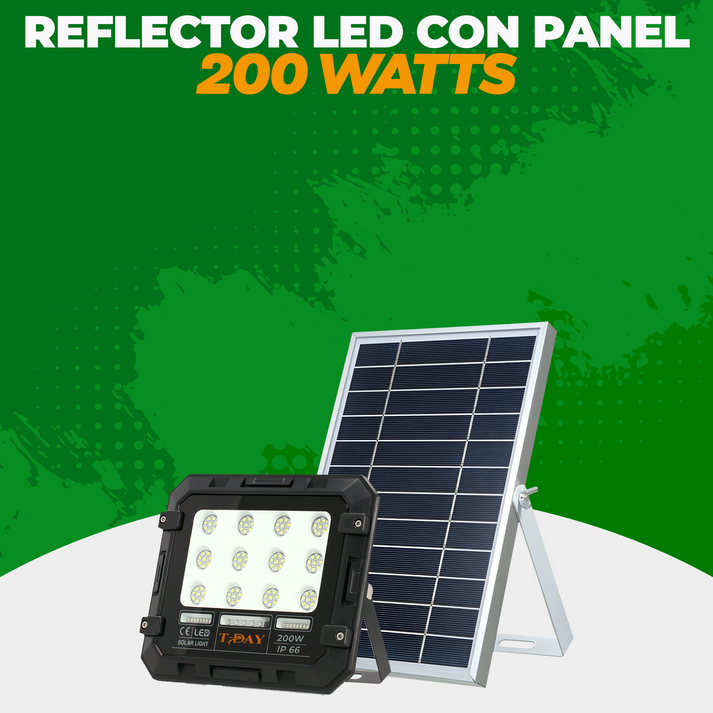 Reflector led 200 watts con panel solar – Yupi Solar
